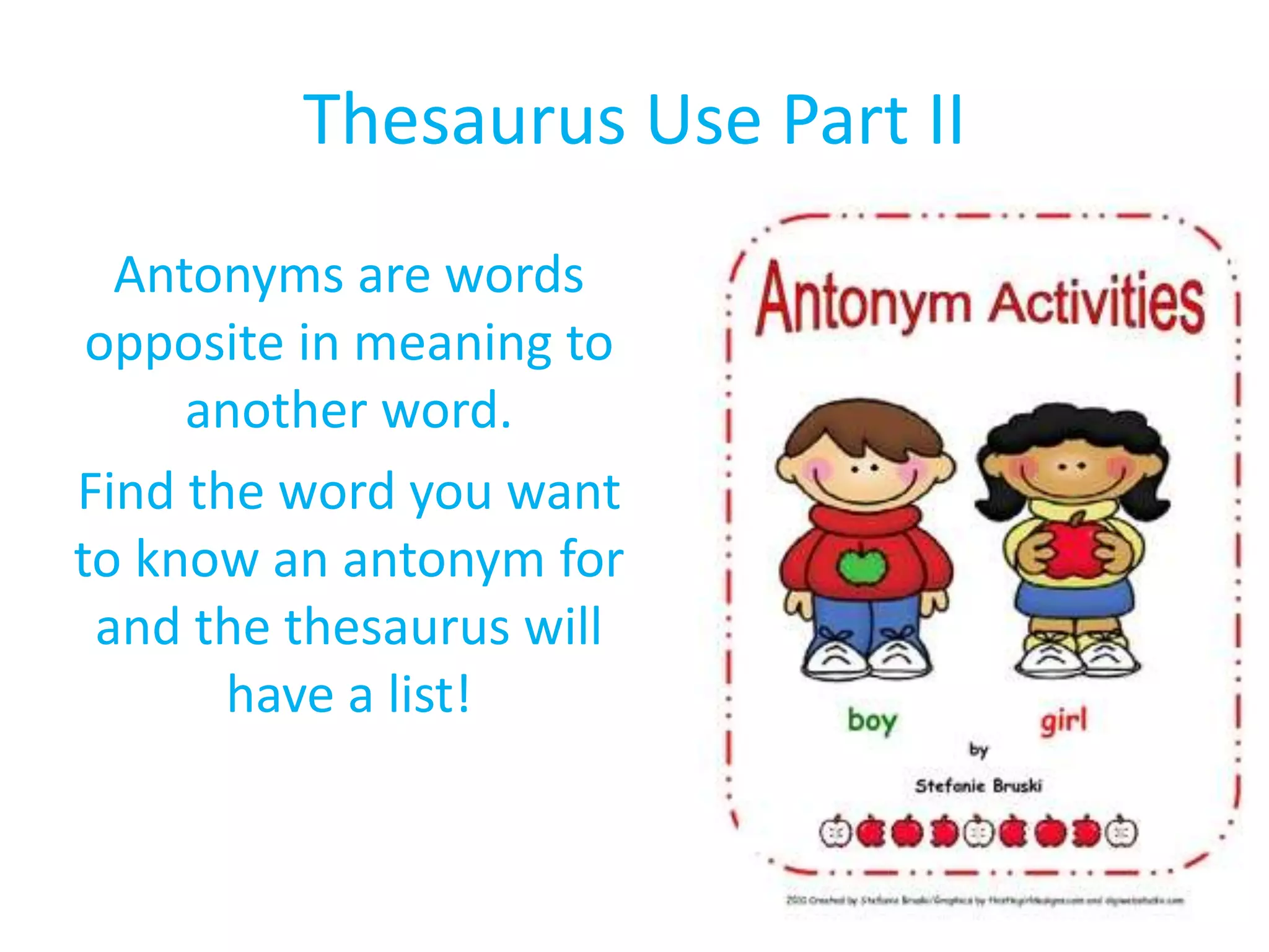 Mini lesson1 using a thesaurus | PPT