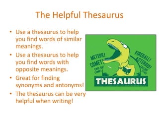 Mini lesson1 using a thesaurus | PPT