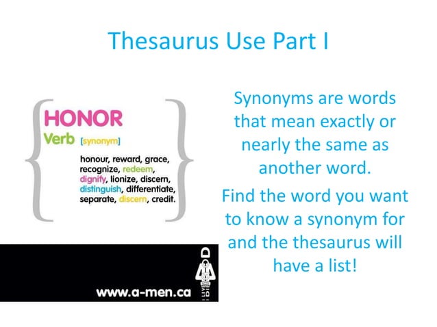 Mini lesson1 using a thesaurus | PPT