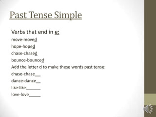 Mini lesson on past tense simple | PPTX
