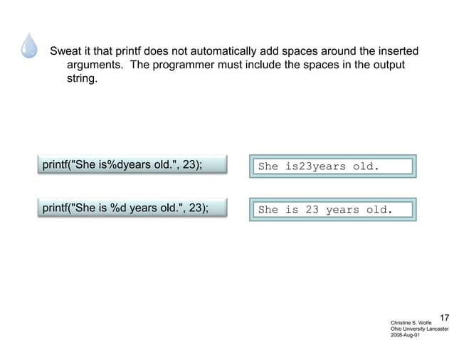 miniLesson on the printf() function | PPT