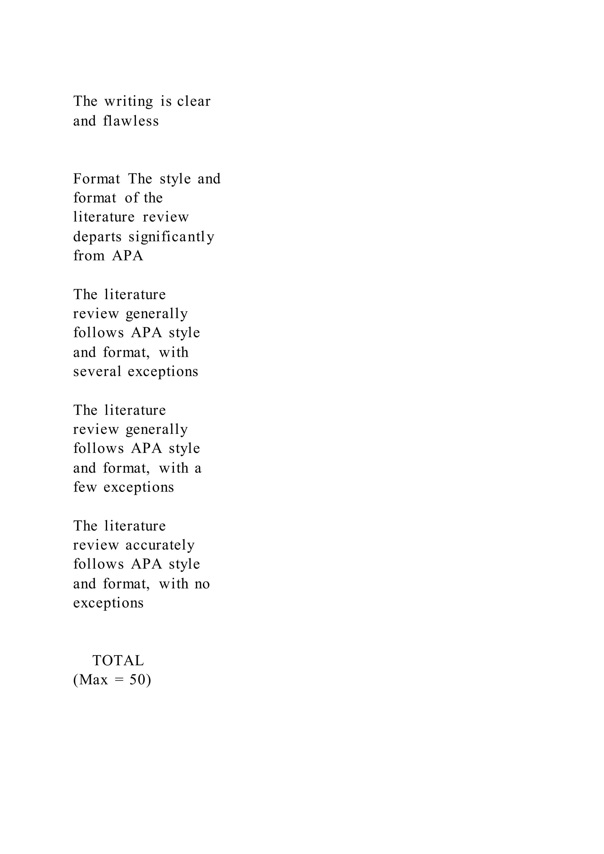 Mini Literature Review Rubric Trevecca Nazarene University – | PDF