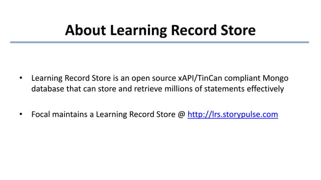 Transfer of Information: Learning Record Store | PPTX