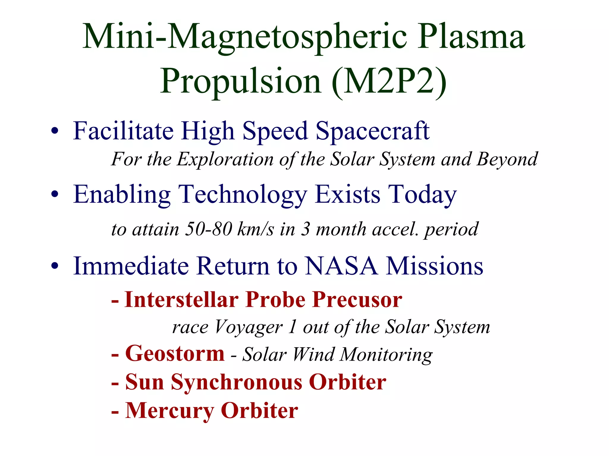 Mini magnetosphericplasmapropulsion | PPT