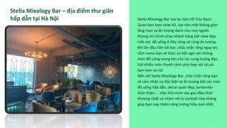 Tạo mùi hương cho quán bar Stella Mixology Bar - Giải pháp mùi hương ...