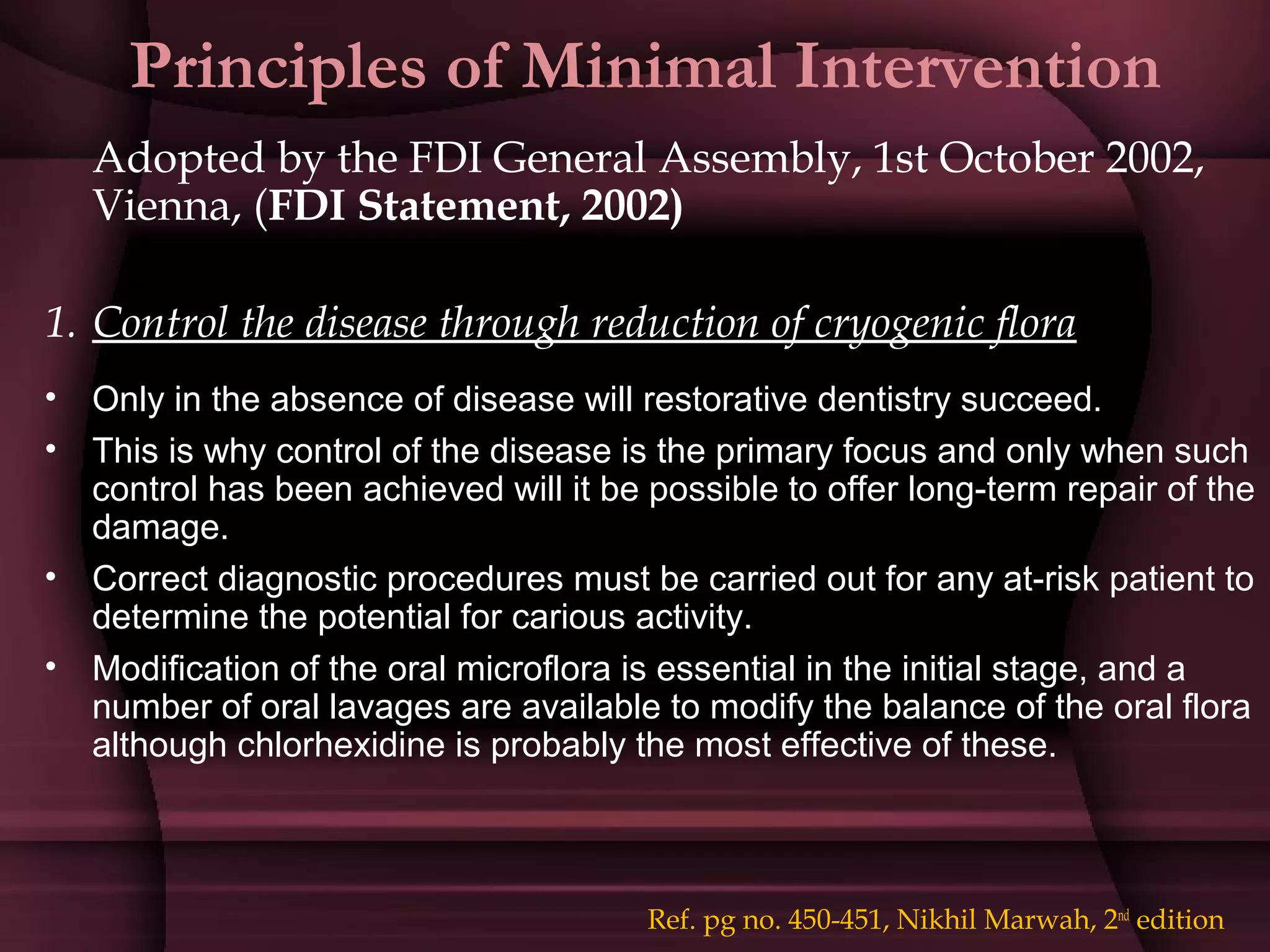 Minimal intervention dentistry | PPT