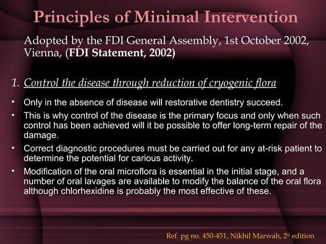 Minimal intervention dentistry | PPT