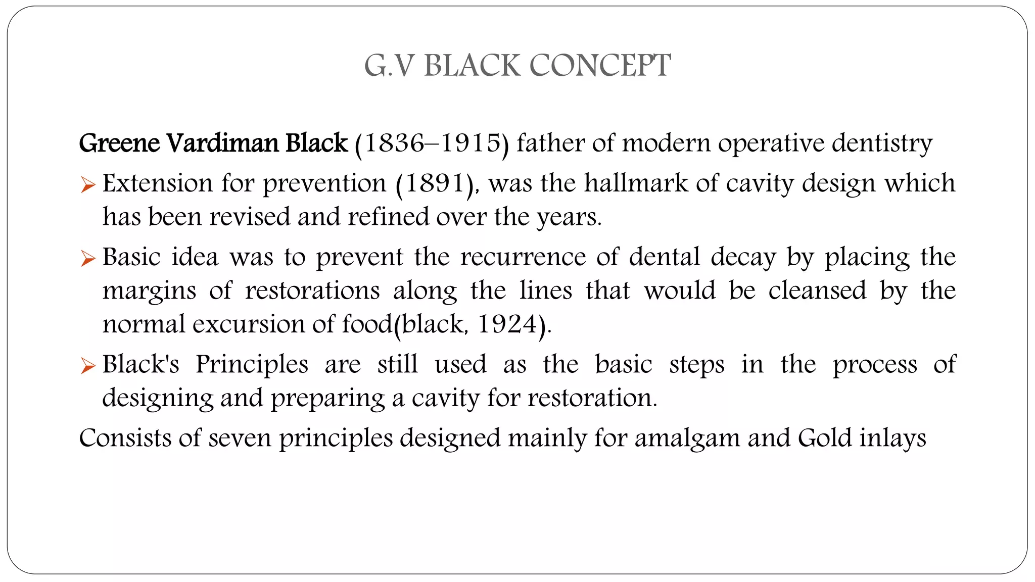 Minimal intervention dentistry vs g.v black | PPTX