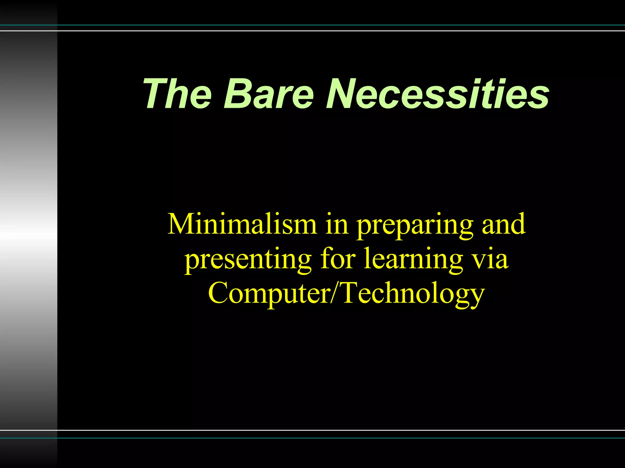 Minimalism In A Nutshell | PPT