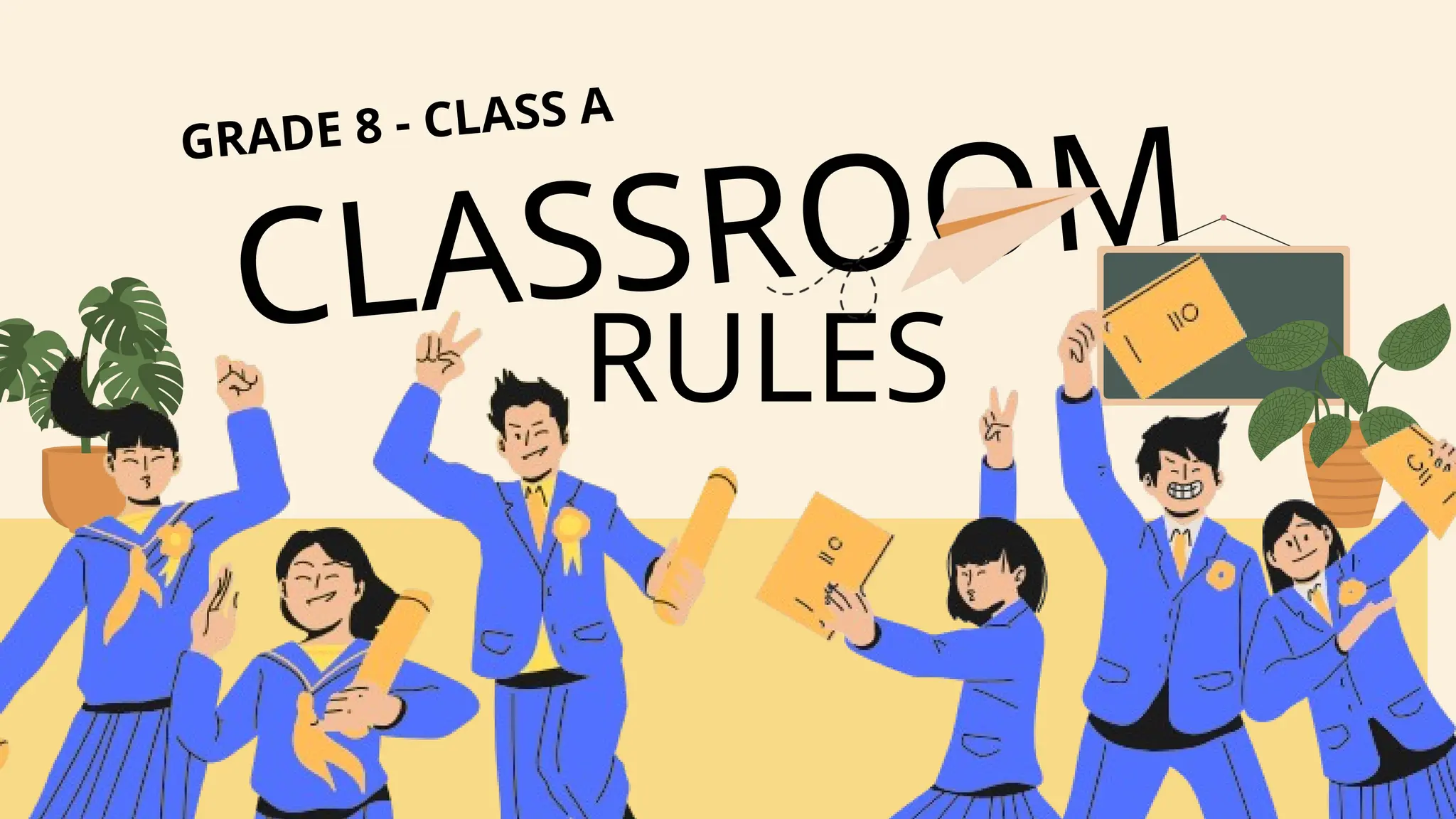 Minimalist Classroom Rules Presentation in Brown and Yellow Background ...
