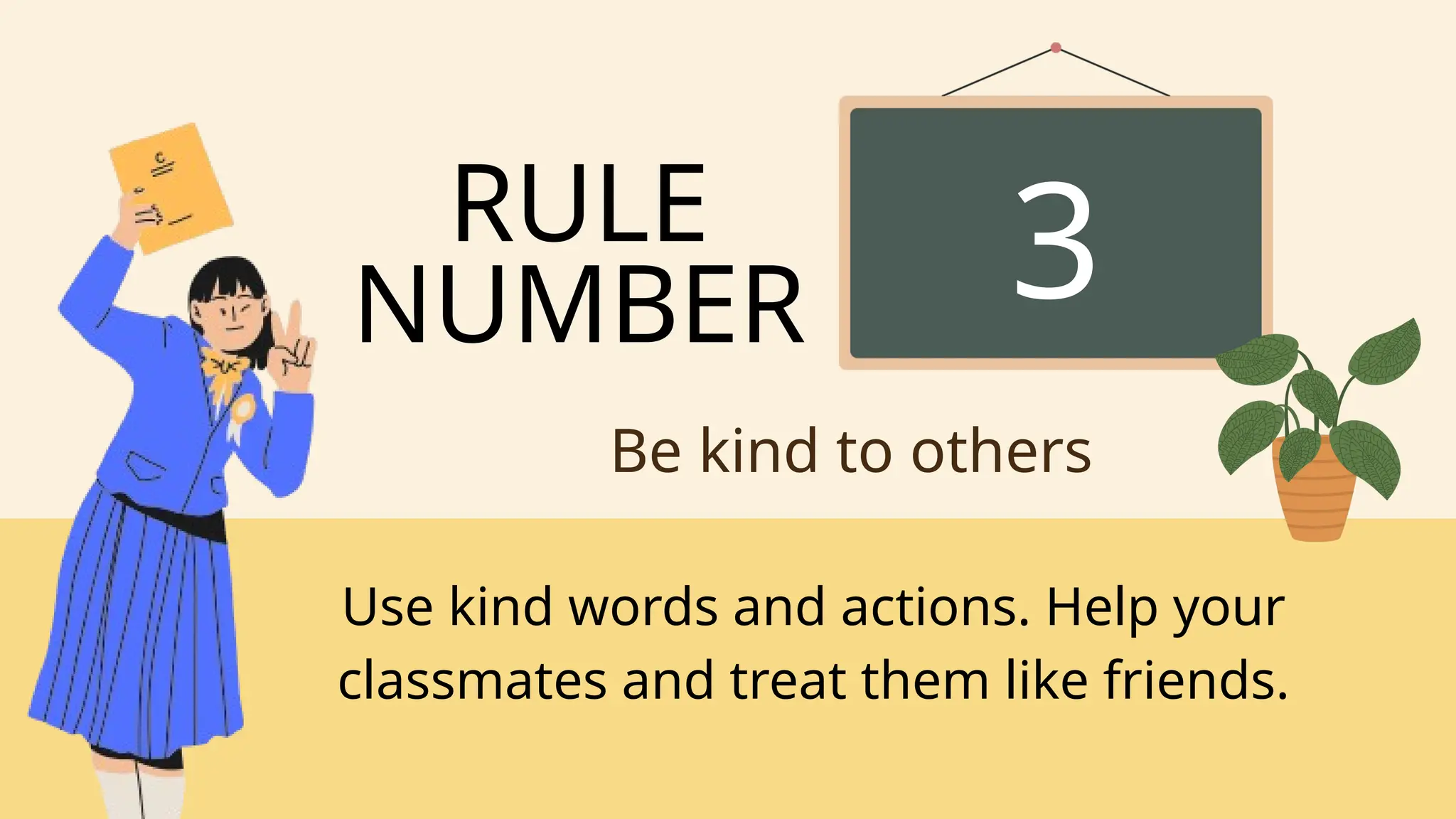 Minimalist Classroom Rules Presentation in Brown and Yellow Background ...