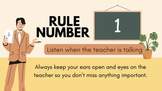 Minimalist Classroom Rules Presentation in Brown and Yellow Background ...