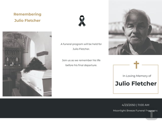 Minimalistic Funeral Program Tri-Fold Brochure ...