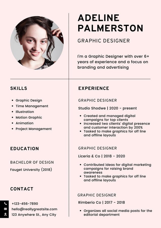 Minimalist modern professional photo corporate resume cv a4 printable ...