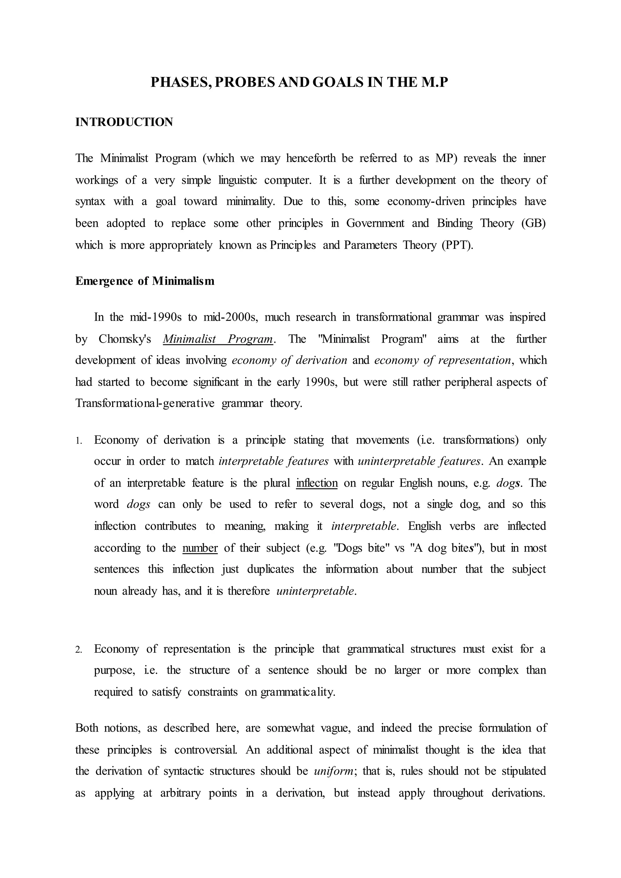 Minimalist Program Docx Science