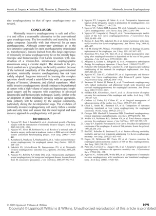 Minimally Invasive Esophagectomy | PDF