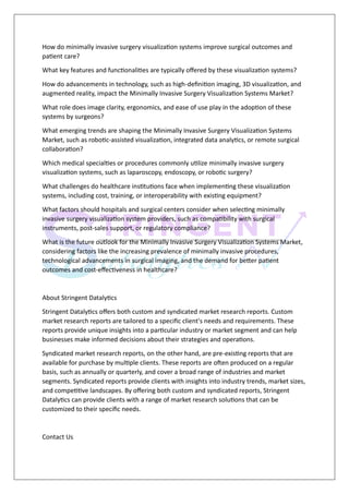 Minimally Invasive Surgery Visualization Systems Market.pdf | Surgery ...