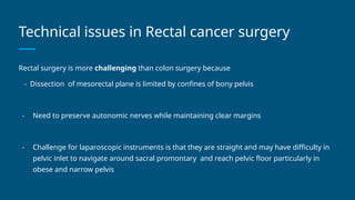 MINIMALLY SURGERY IN RECTAL CANCER-Surgical and newer advances | PPTX