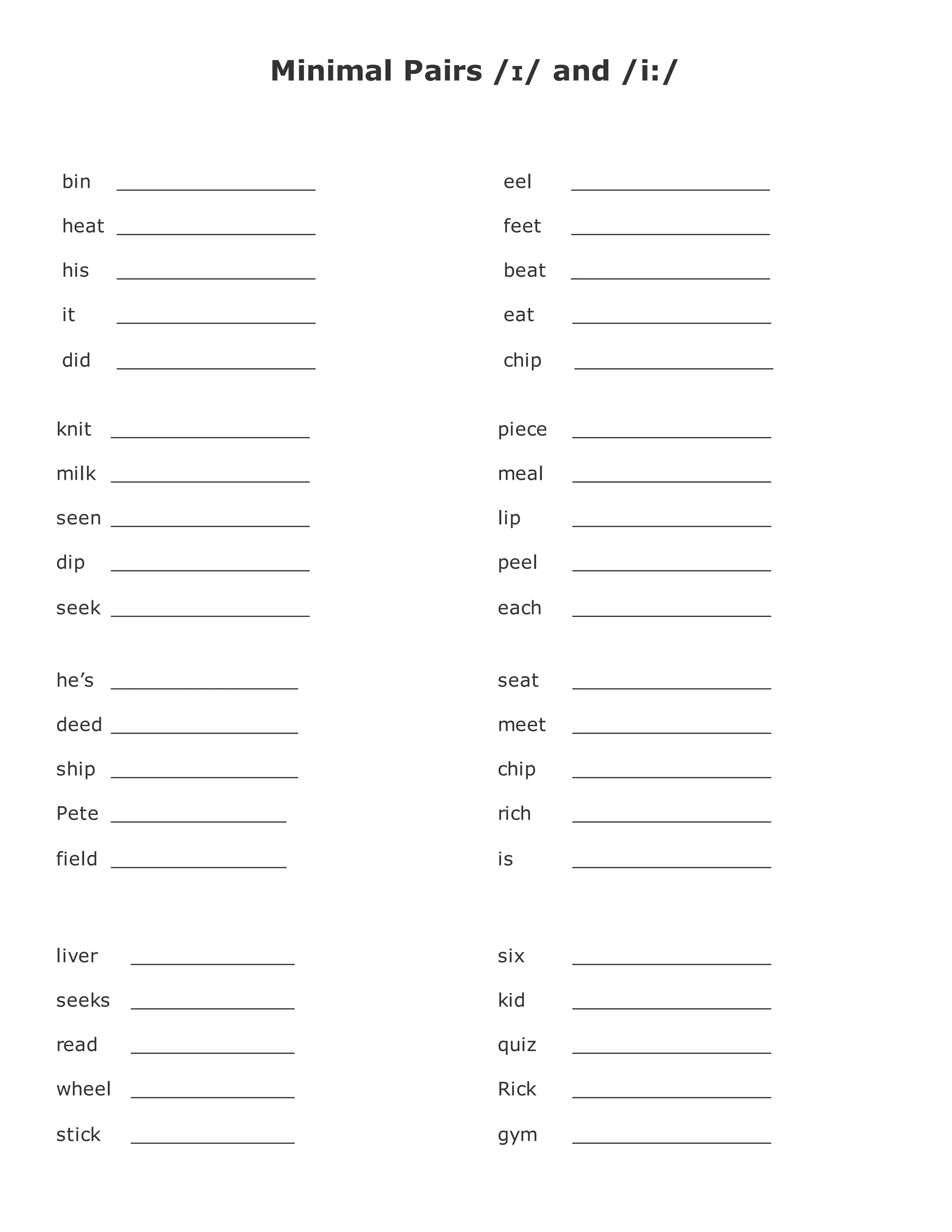 Minimal pairs 1 | DOCX