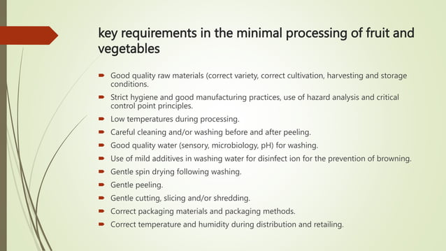 Minimal Processing of Fruits & Vegetables.pptx | Healthy Cooking and ...