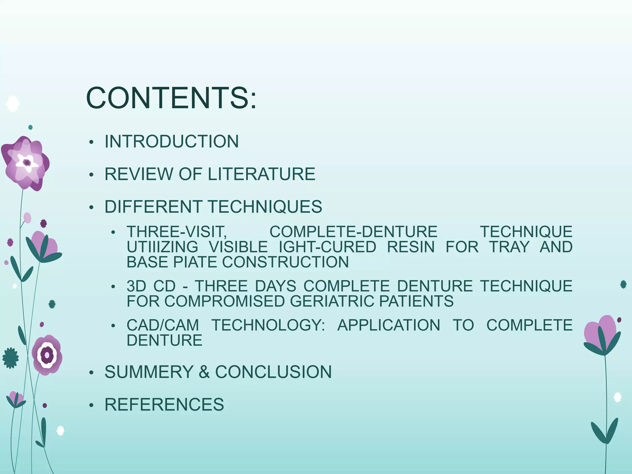 Minimal Visit Complete Denture | PPTX