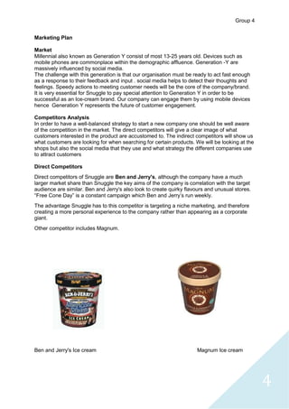 Mini marketing plan, campaign and websites of snuggle ice cream | DOCX