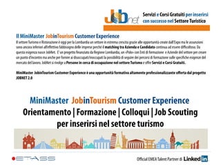 Mini Master Gratuito JobinTourism Customer Experience | Progetto Jobnet ...