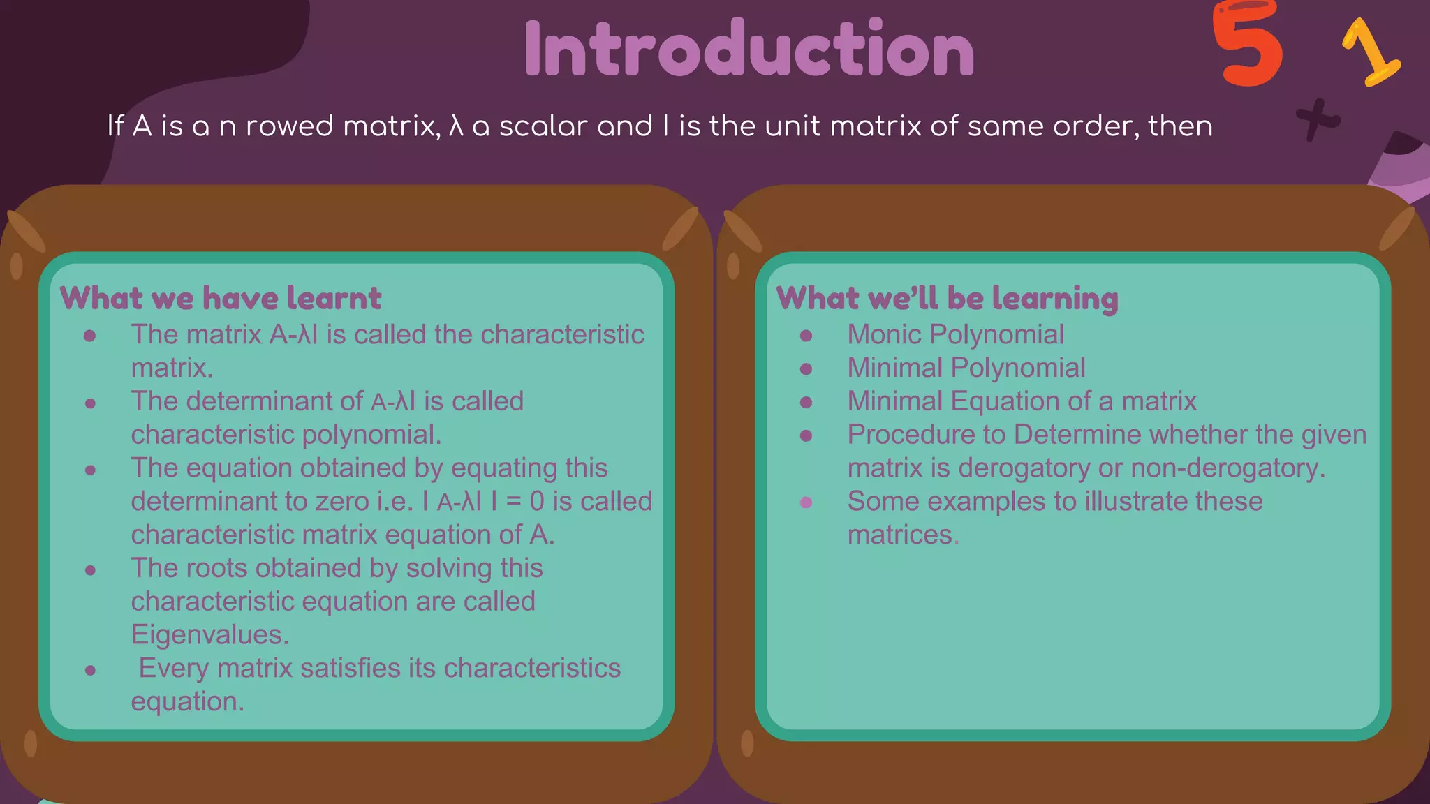 derogatory and non derogatory matrices | PPTX