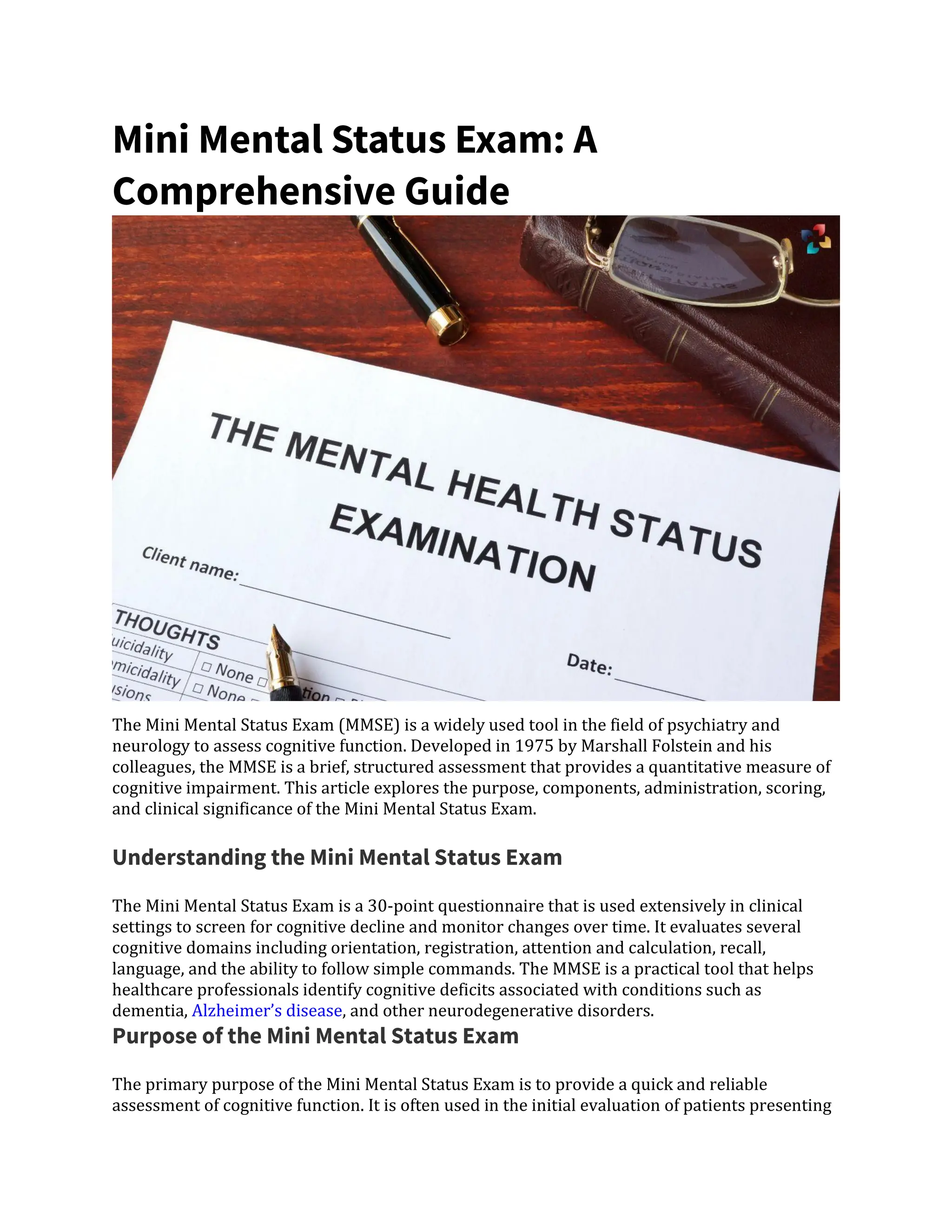 Mini Mental Status Exam (MMSE): A Comprehensive Guide | The ...