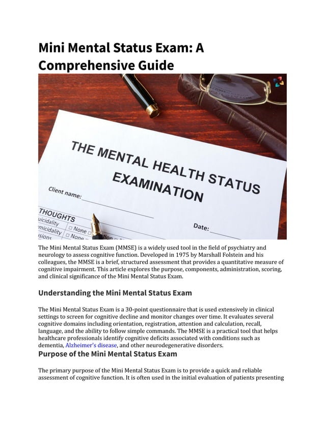 Mini Mental Status Exam (MMSE): A Comprehensive Guide | The ...