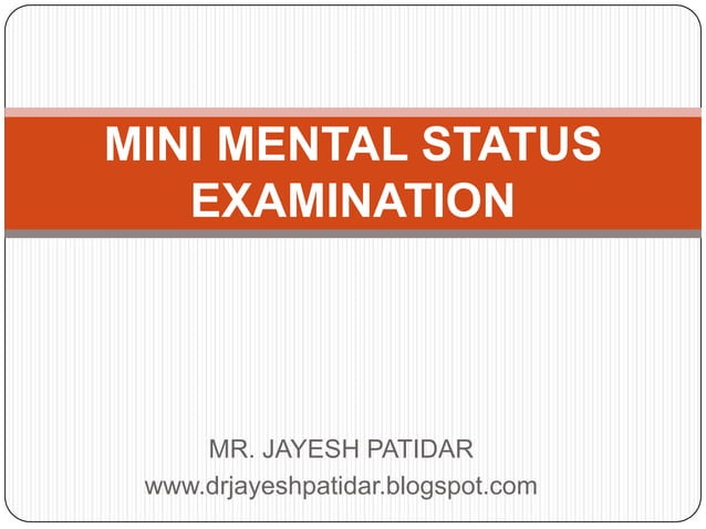 Mini mental status examination | PPSX | Standardized Testing ...