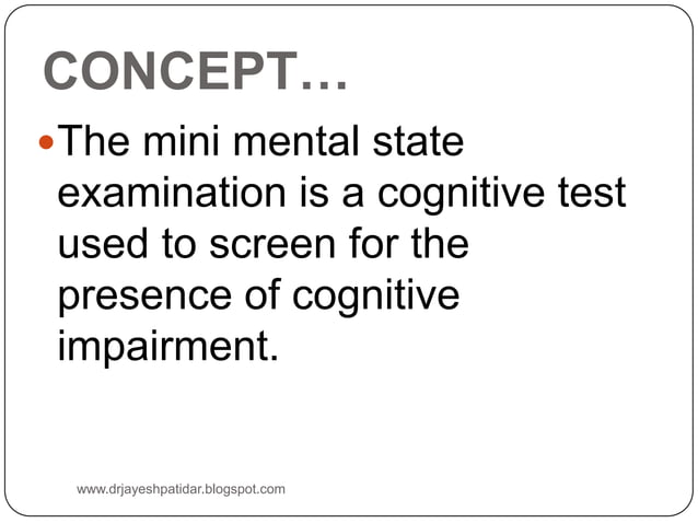 Mini mental status examination | PPSX | Standardized Testing ...