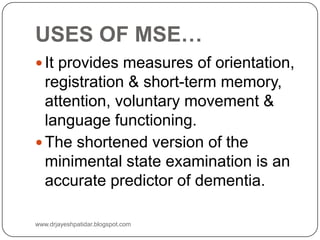 Mini mental status examination | PPSX