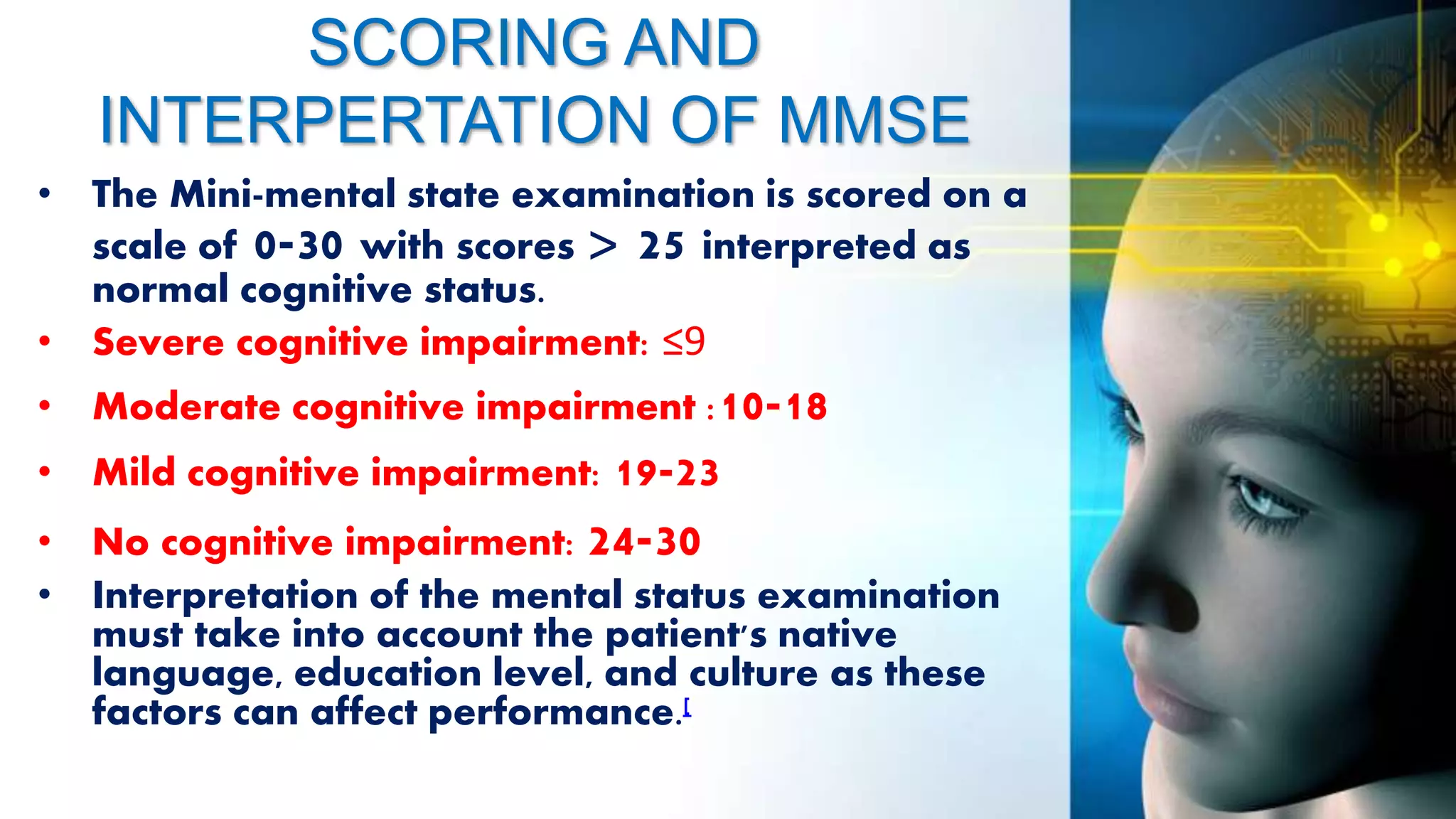 Mini mental status examination | PPTX
