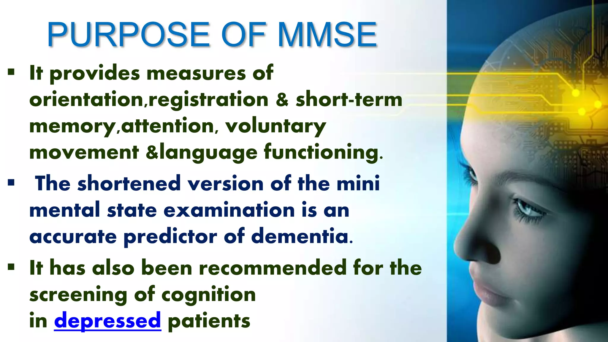 Mini mental status examination | PPTX