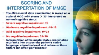 Mini mental status examination | PPTX