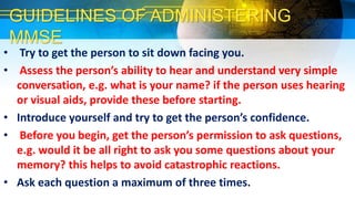 Mini mental status examination | PPTX