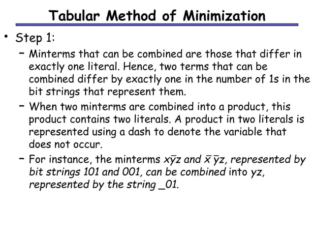 Minimization of Boolean Functions | PPT