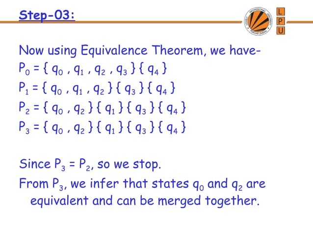 Minimization Of A Deterministic Finite Automaton Dfa Pptx
