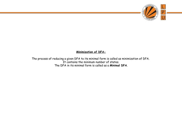 Minimization Of A Deterministic Finite Automaton Dfapptx Programming Languages Computing