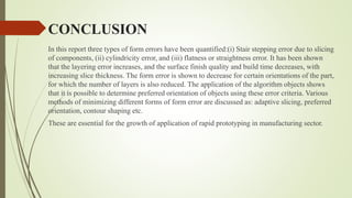 Minimization of form errors in additive manufacturing | PPTX | 3-D ...
