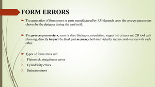Minimization of form errors in additive manufacturing | PPTX | 3-D Graphics | Computer Software ...