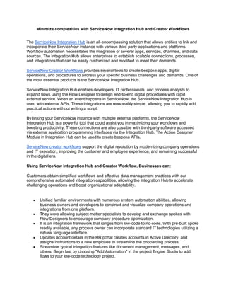 Minimize complexities with ServiceNow Integration Hub and Creator ...