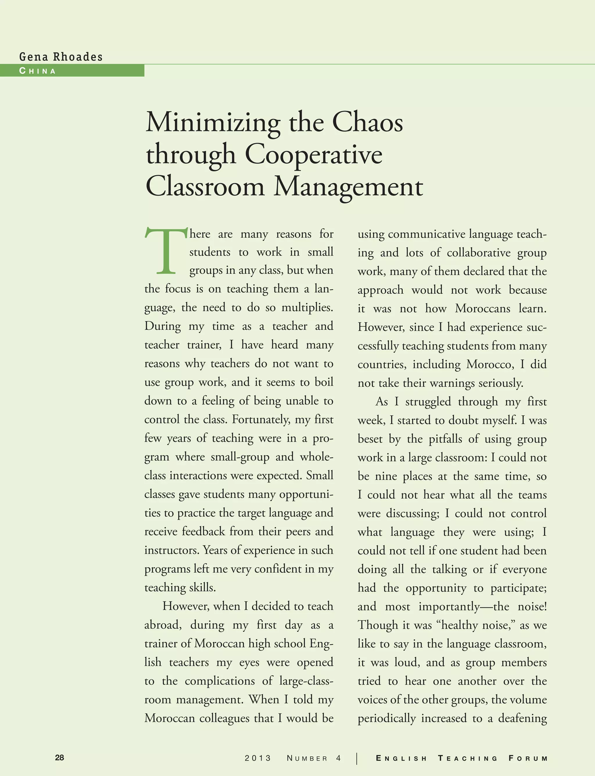 Minimizing the chaos | PDF