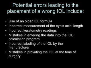 Minimizing wrong iol calculation | PPSX