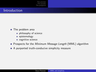 Minimum message length, simplicity, and truth | PDF | Databases | Computer Software and Applications