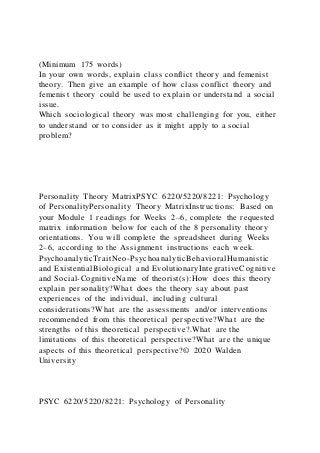 (Minimum 175 words)In your own words, explain class conflict the | PDF