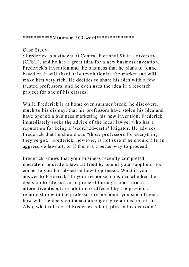 Minimum 300-wordCase Study Frederi.docx | Business Administration ...