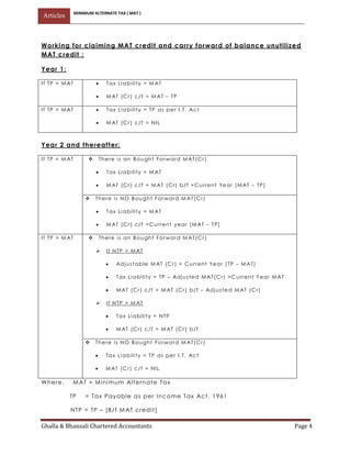 Minimum alternate tax ( mat ) U/S 115JB-YASH JAIN | PDF