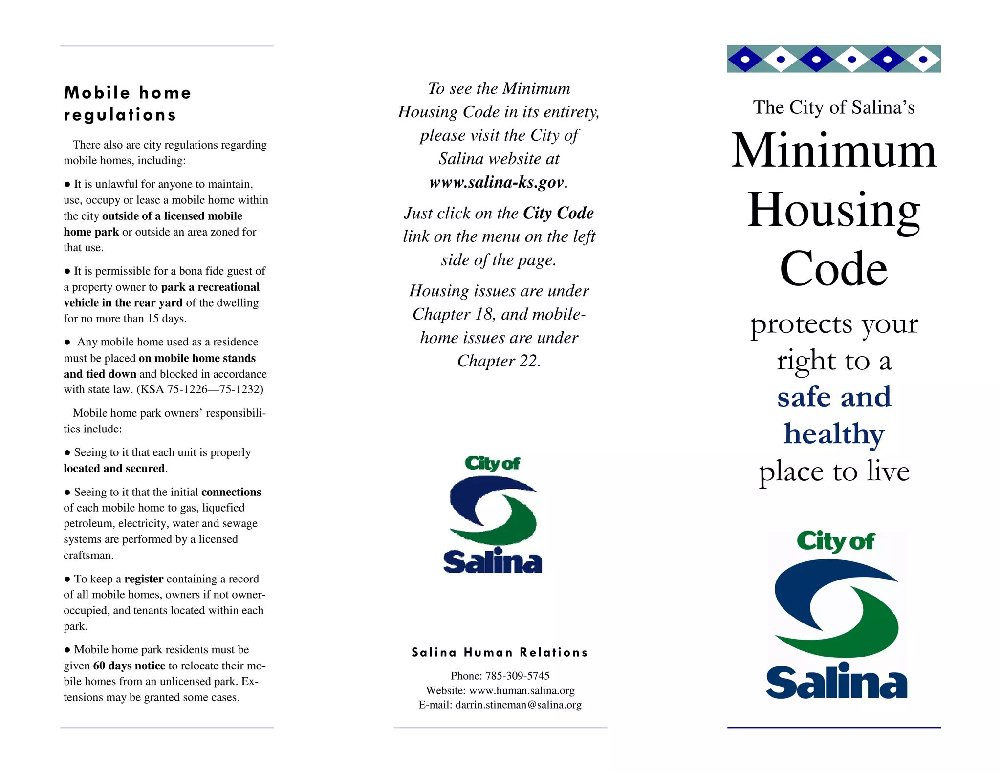 City of Salina Brochure - Minimum Housing Code | PDF